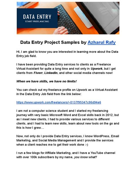 Data Entry Sample Projects By Azharul Rafy Pdf Microsoft Excel