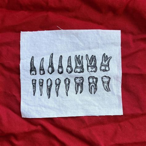 Human Teeth Patch Printed On 100 White Depop