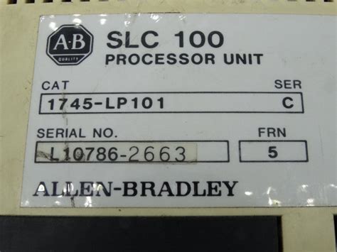 allen bradley 1745 lp101 series c plc processor