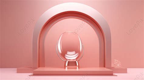 부드러운 파스텔 핑크 배경에 멋진 화장품 디스플레이를 위한 진주 아치가 있는 세련된 3d 로즈 골드 연단 화장 배경 로즈 배경 연단 배경 이미지 Hd 화장 로즈