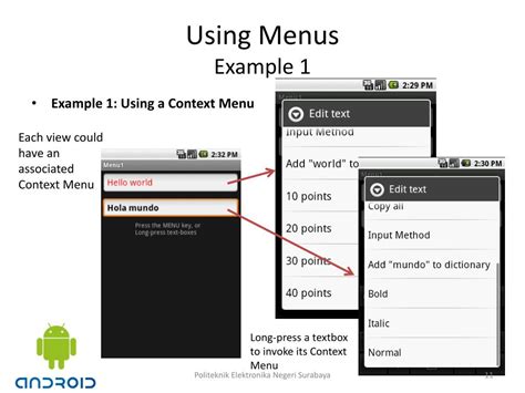 Ppt Android Using Menus Powerpoint Presentation Free Download Id2686527