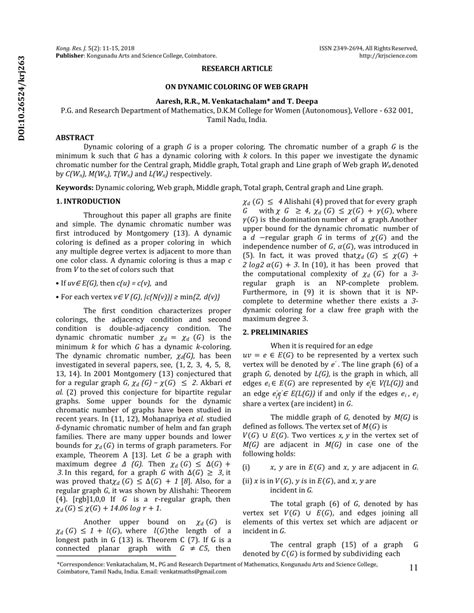 PDF ON DYNAMIC COLORING OF WEB GRAPH