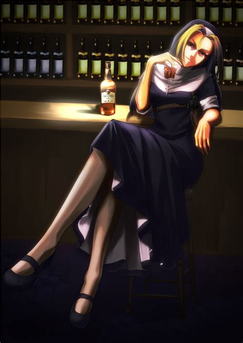 Safebooru 1girl Armpit Holster Bar Black Lagoon Blonde Hair Bottle