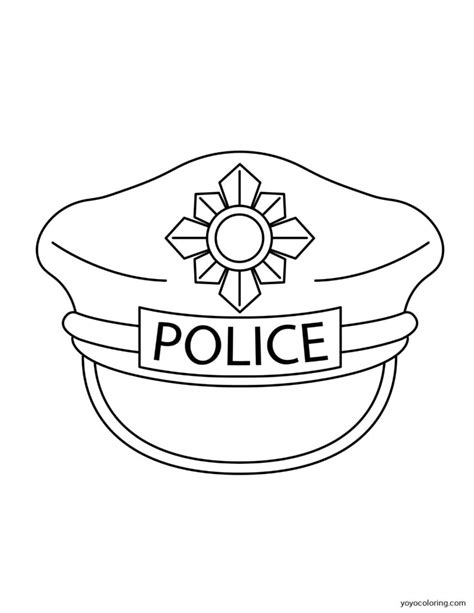 Police Officer Hat Coloring Page Sketch Coloring Page