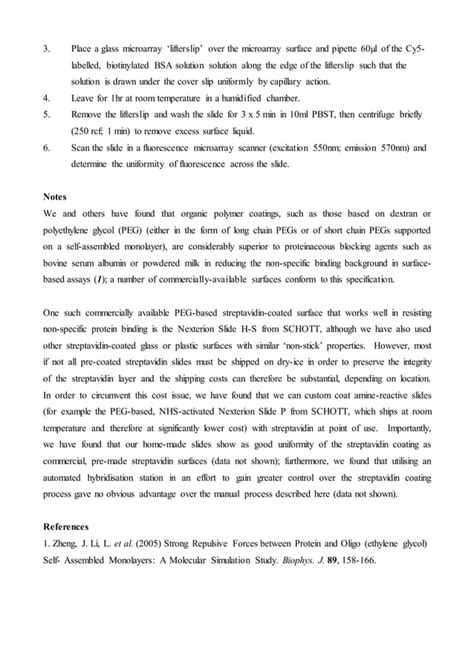 Protocol For Preparation Of Streptavidin Coated Slides Based On SCHOTT Nexterion D Thin Film