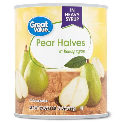 Low Fodmap Great Value Canned Pear Halves In Heavy Syrup 29 Oz Can