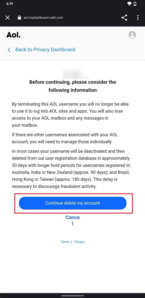 how to delete your aol account