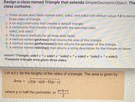 Solved Design A Class Named Triangle That Extends