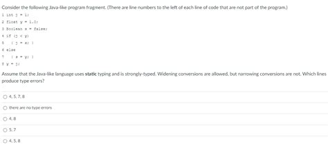solved consider the following java like program fragment