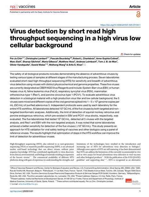 Pdf Virus Detection By Short Read High Throughput Sequencing In A High Virus Low Cellular