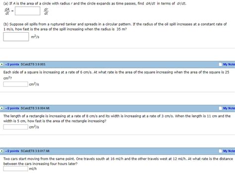 solved a if a is the area of a circle with radius r and