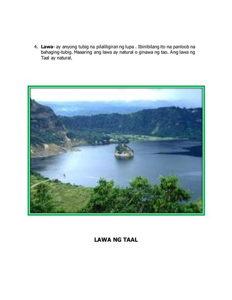 Mga Anyong Lupa At Anyong Tubig Docx