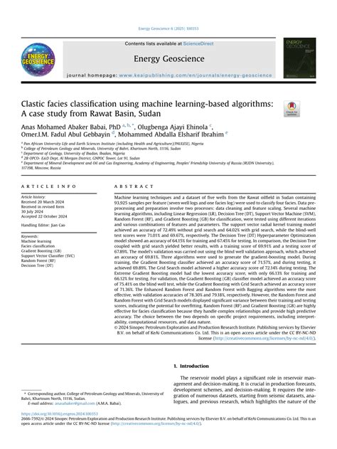 Pdf Clastic Facies Classification Using Machine Learning Based