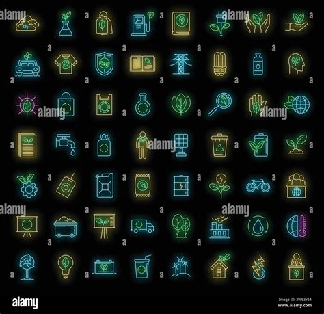 Ecologist Icons Set Outline Set Of Ecologist Vector Icons Neon Color