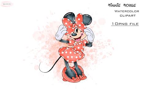 Minnie Watercolor Minnie Mouse Clipart Minnie Watercolor Etsy