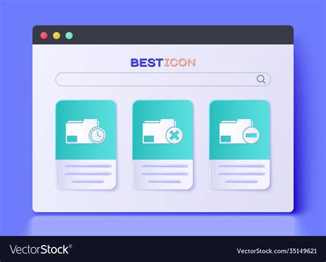 Set Delete Folder Document Folder With Clock Vector Image