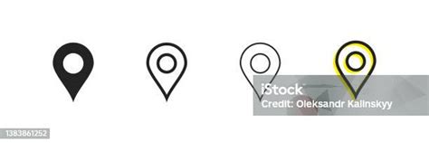 핀 벡터 아이콘입니다 맵 핀 장소 마커 세계지도 아이콘입니다 탐색 포인터입니다 채워진 위치 기호및 선형 위치 기호입니다 3차원 형태에 대한 스톡 벡터 아트 및 기타 이미지