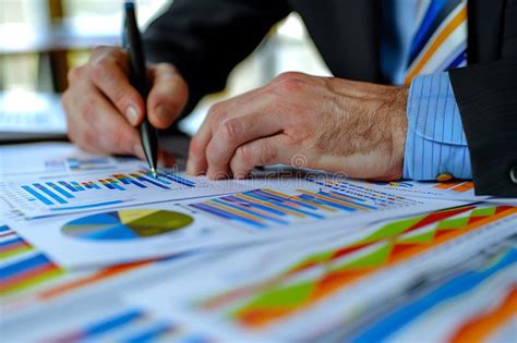 Analyzing Business Data Close Up Of Professional Reviewing Graphs And