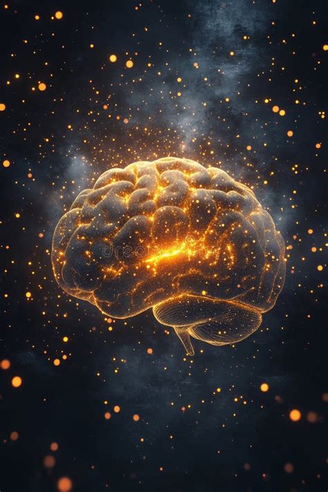 Illuminated Human Brain 3d Render Glowing Neurons Synapses