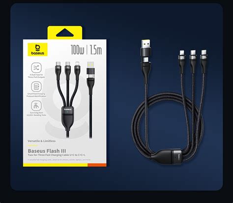 Cáp Sạc Nhanh Đa Năng Baseus Flash Series 3 Two for three U C to C C L