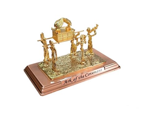 Sculpture Of Holy Ark Carried On Poles With A Shofar Blower Large Gold