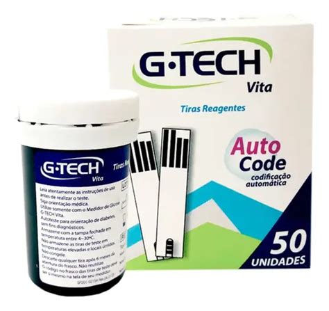 Tira Reagente Para Teste De Glicemia Gtech Vita Cx C 50un