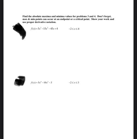solved find the absolute maxima and minima values for