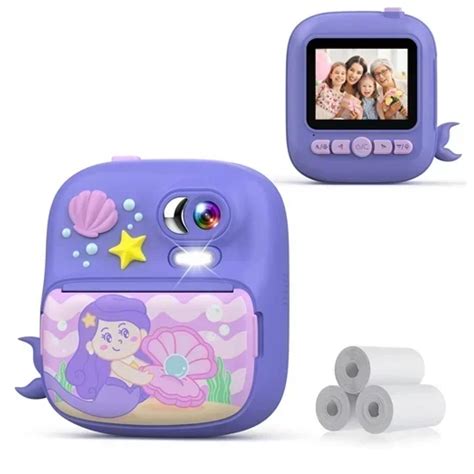 Παιδική φωτογραφική κάμερα με χαρτί εκτύπωσης γοργόνα μωβ G For Gadget