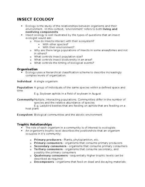 Entm3190 Insect Ecology Insect Ecology Ecology Is The Study Of The