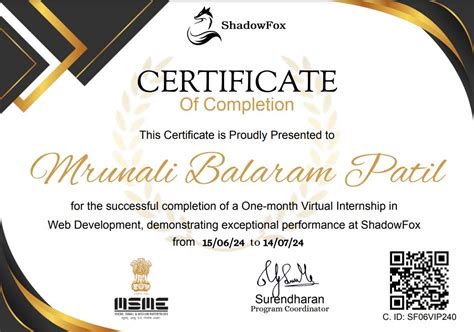 Webdevelopment Internshipcomplete Learningbydoing Techskills Nextchapter Shadowfox