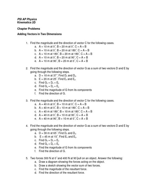 Ap Phys1 Kinematics 2d Skill Building Problems 2023 09 19 Pdf