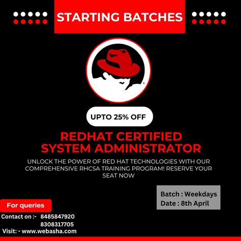 Webasha Technologies On Linkedin Rhcsa Redhat Administration Certified Certification