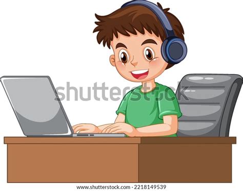 Man Using Laptop Cartoon Illustration Stock Vector Royalty Free Shutterstock