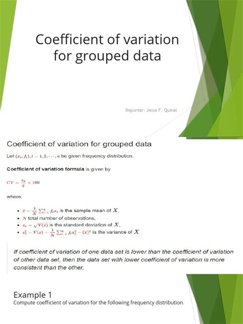 Coefficient Of Variation For Grouped Data Pdf