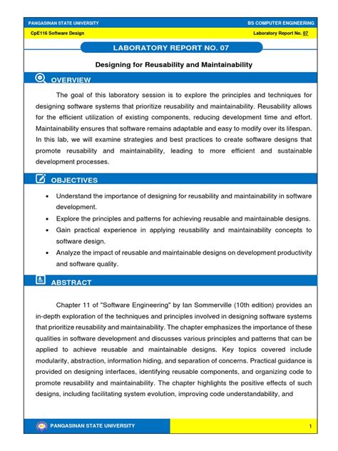 Sd Labreport07 Pdf Software Design Computer Programming