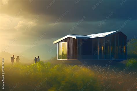 Prefab Modular Eco Homes Concept Art For Architecture Design Generative Ai Stock Illustration