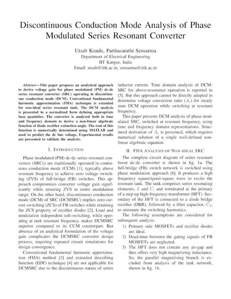 Pdf Discontinuous Conduction Mode Analysis Of Phase … Conduction Mode Analysis Of Phase