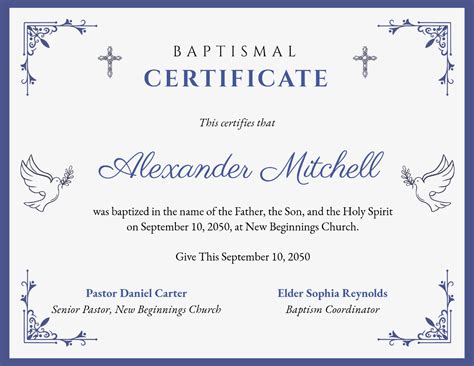 Baptism Certificate Template Free