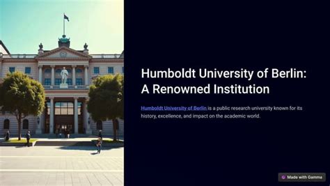 Humboldt University Of Berlin A Renowned Institution Pdf
