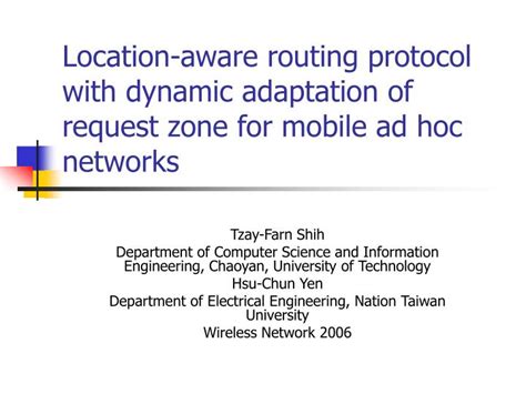 Ppt Location Aware Routing Protocol With Dynamic Adaptation Of