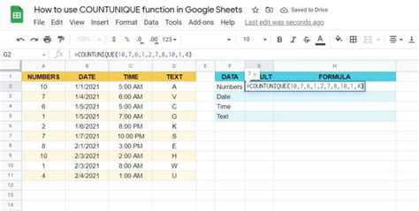 How To Use COUNTUNIQUE Function In Google Sheets