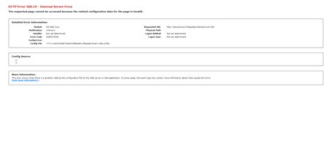 Asp Net Getting IS 500 19 Error For Website Even When Config File Is
