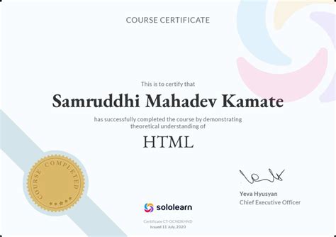 Completed Html Course By Sololearn App Samruddhi Kamate Posted On The Topic Linkedin