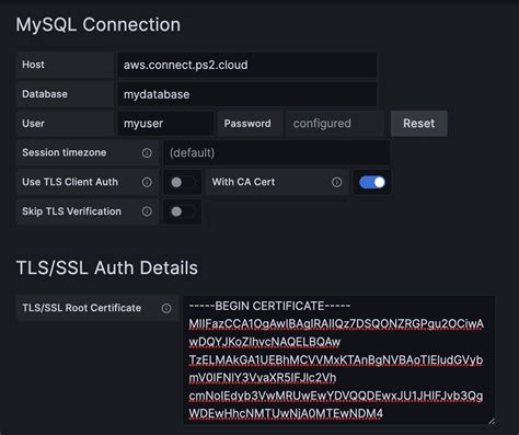 how to add a mysql planetscale database as a grafana cloud datasource