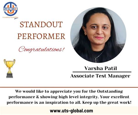 varsha patil on linkedin recognition awards utsglobal