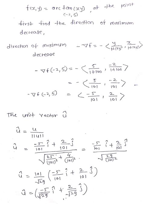 Find The Directional Derivative Of F X Y Arctan Xy At The Point 2 5