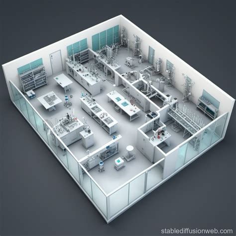 Three Dimensional Molecular Lab Floor Plan Stable Diffusion Online