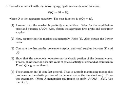 solved consider a market with the following aggregate