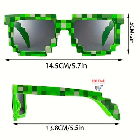 Eyewear Unisex Party Fashion Minecraft Green Creeper Theme Mosaic