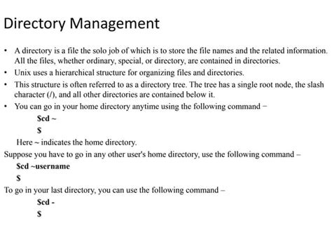 Directory Management In Unix Pptx